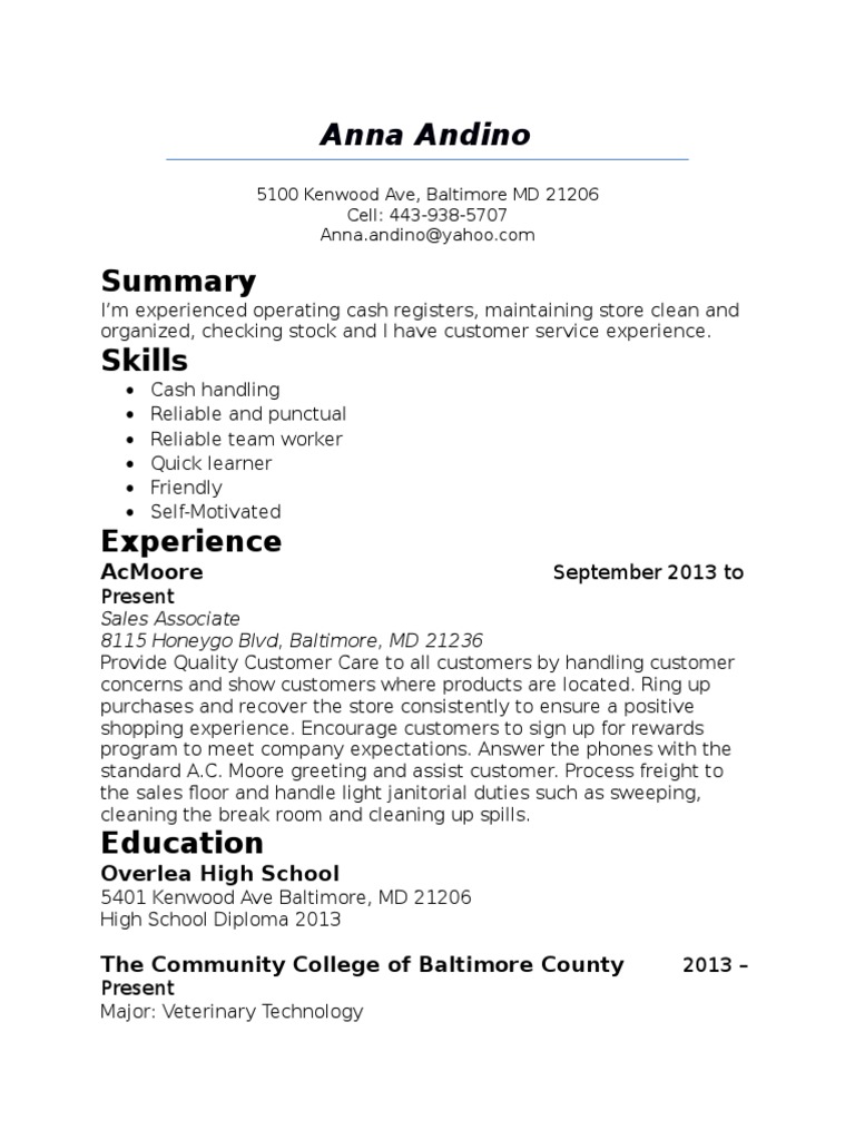 Anna Andino Resume 1 | PDF | Finance & Money Management