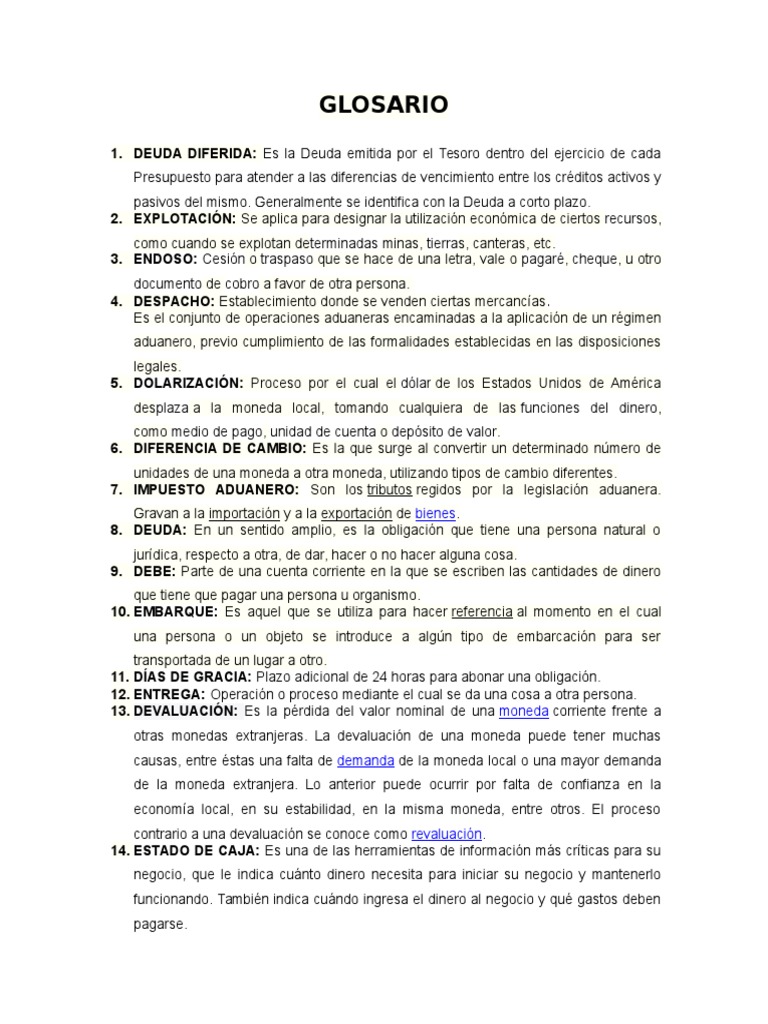 Glosario de Contabilidad Basica | Contabilidad | Bancos