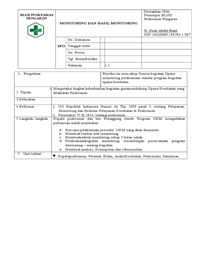 Sop Monitoring | PDF