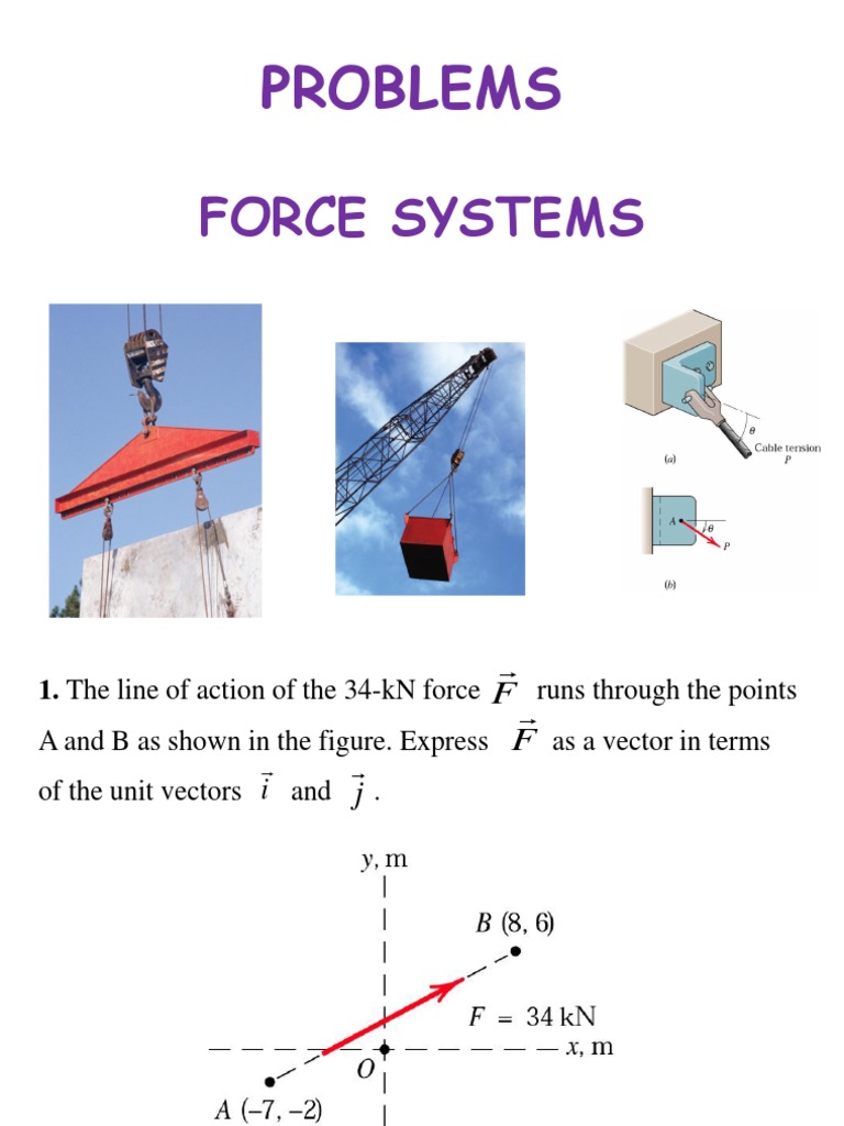 Force Systems Problems | PDF | Euclidean Vector | Cartesian Coordinate ...