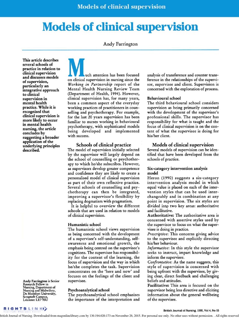 (Doi 10.12968 - Bjon.1995.4.15.876) A. Farrington - Models of Clinical ...