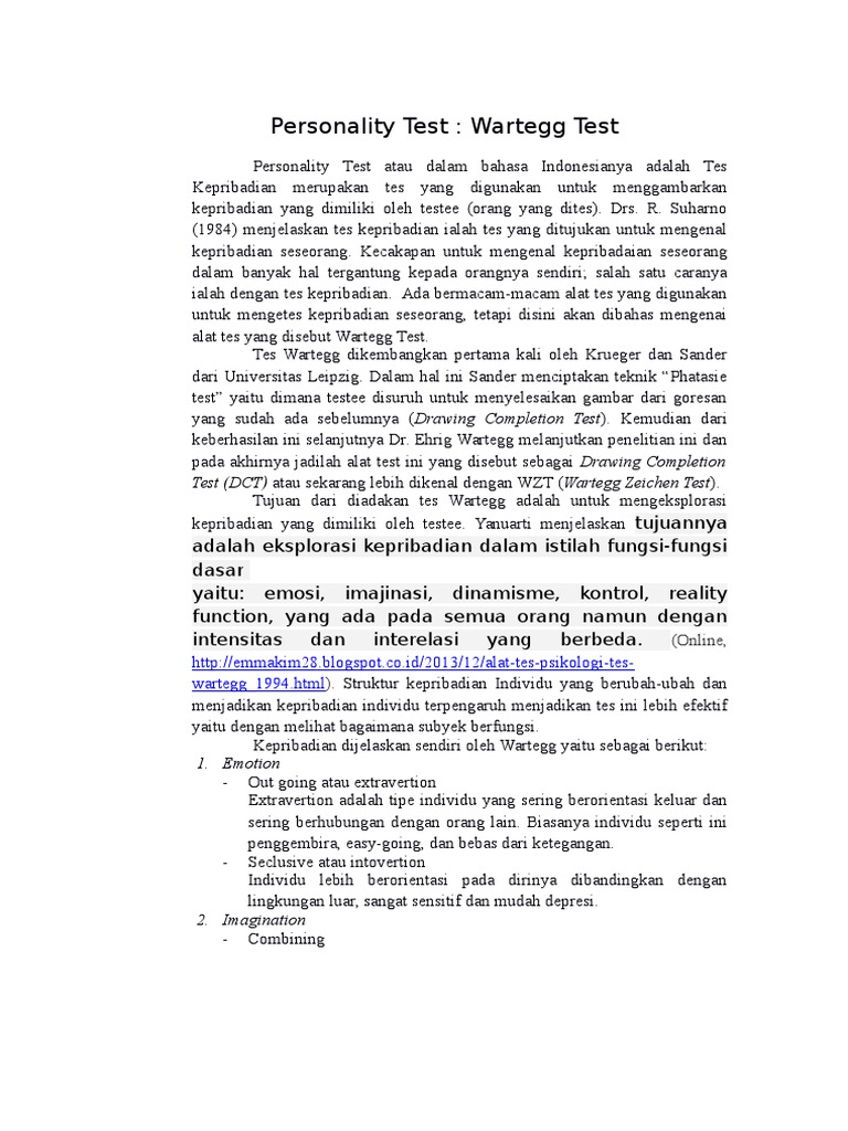 Personality Test - Wartegg Tes | PDF
