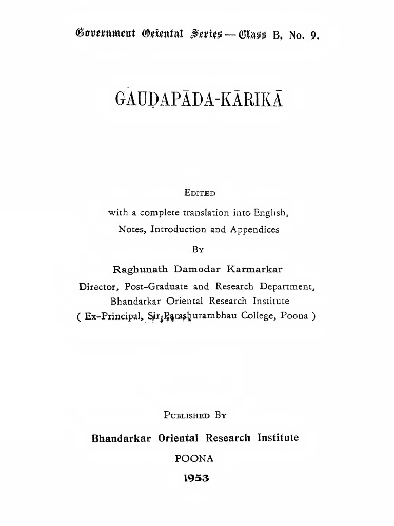 Gaudapada-Karika Text PDF | PDF | Advaita Vedanta | Indian Religions