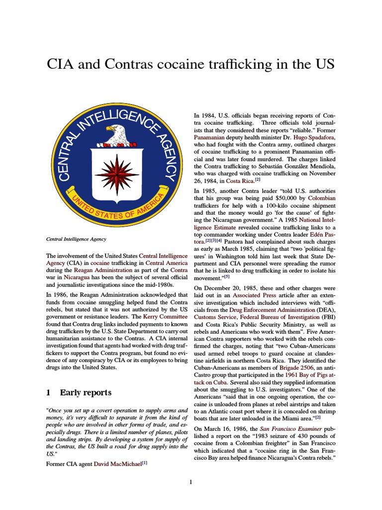 CIA and Contras Cocaine Trafficking in The US | PDF | Contras | Central ...