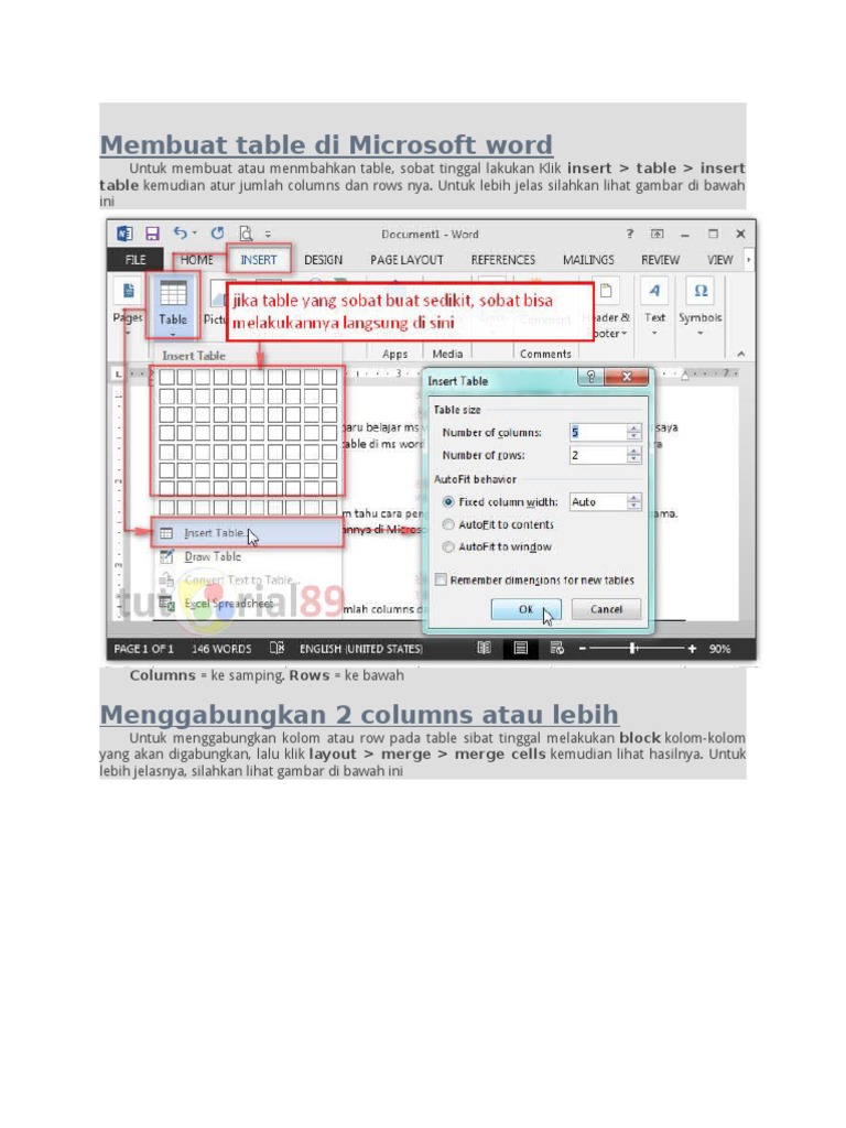 Membuat Table Di Microsoft Word | PDF