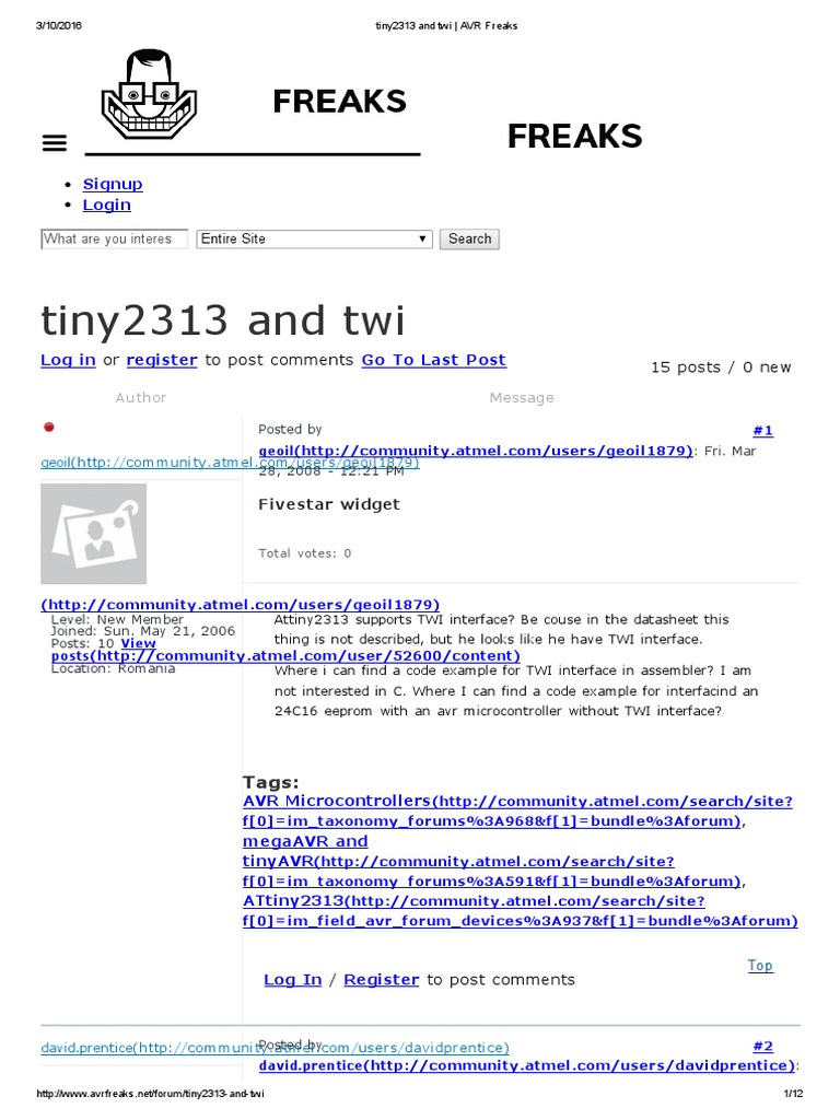 Tiny2313 and Twi - AVR Freaks | PDF | Central Processing Unit | Computer Architecture