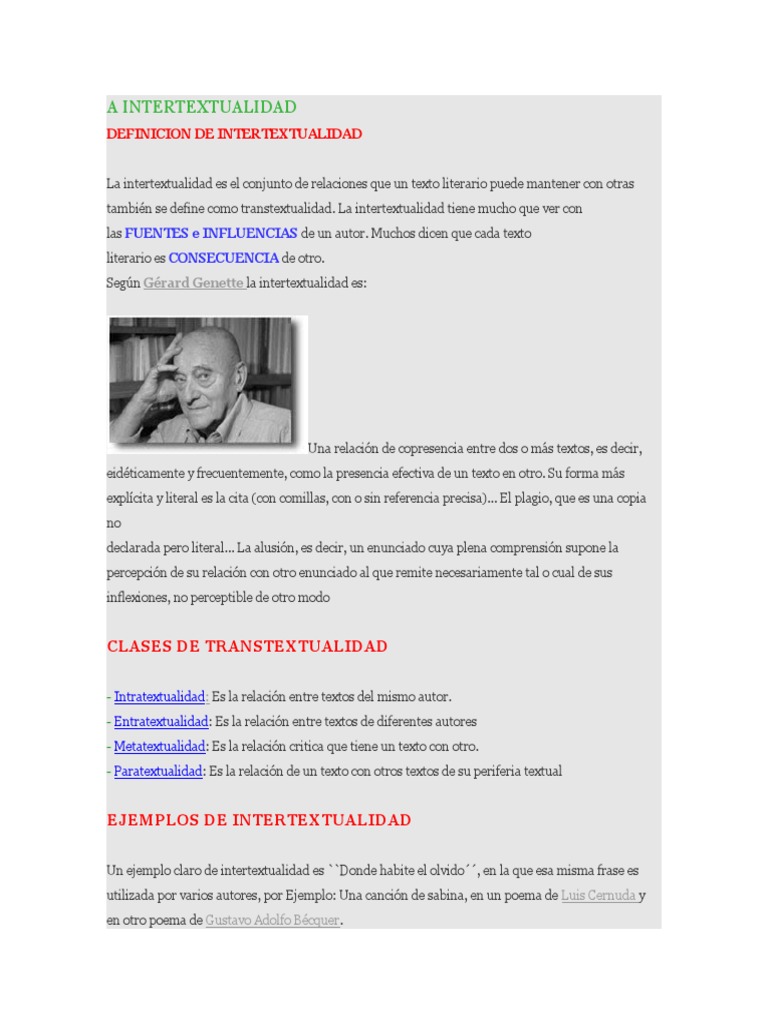 La Intertextualidad | PDF | Intertextualidad
