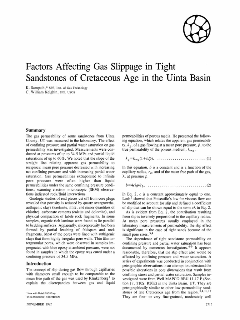 Factors Affecting Gas Slippage in Tight Sandstones of Cretaceous Age in ...