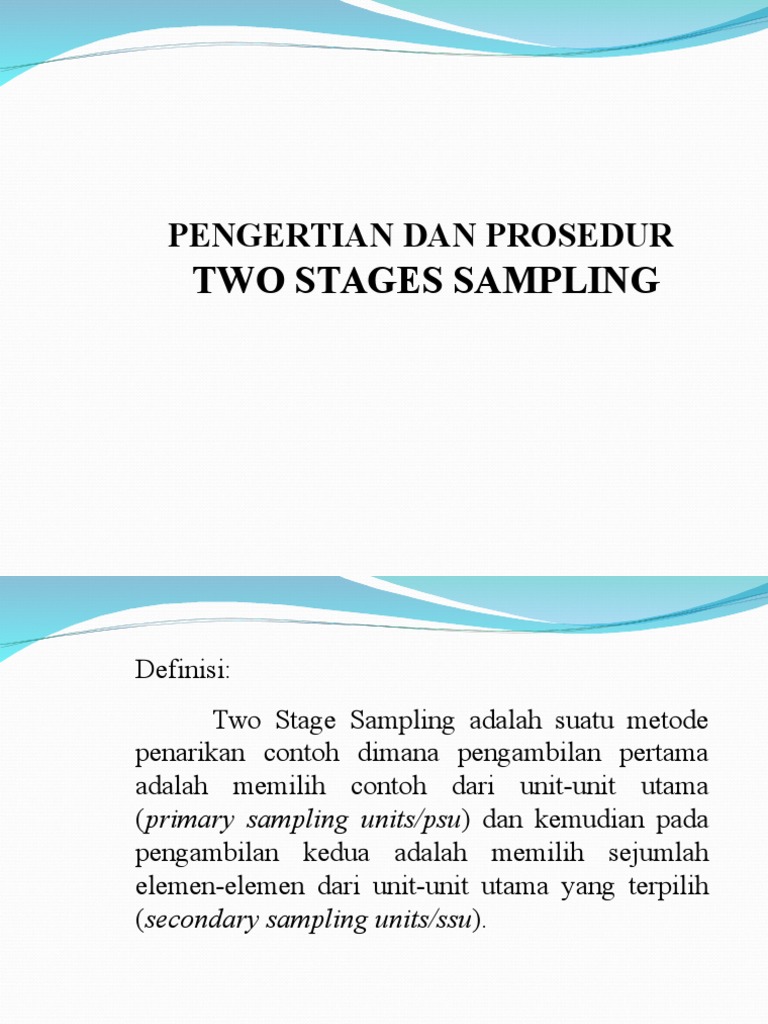 Two Stage Cluster Sampling | PDF
