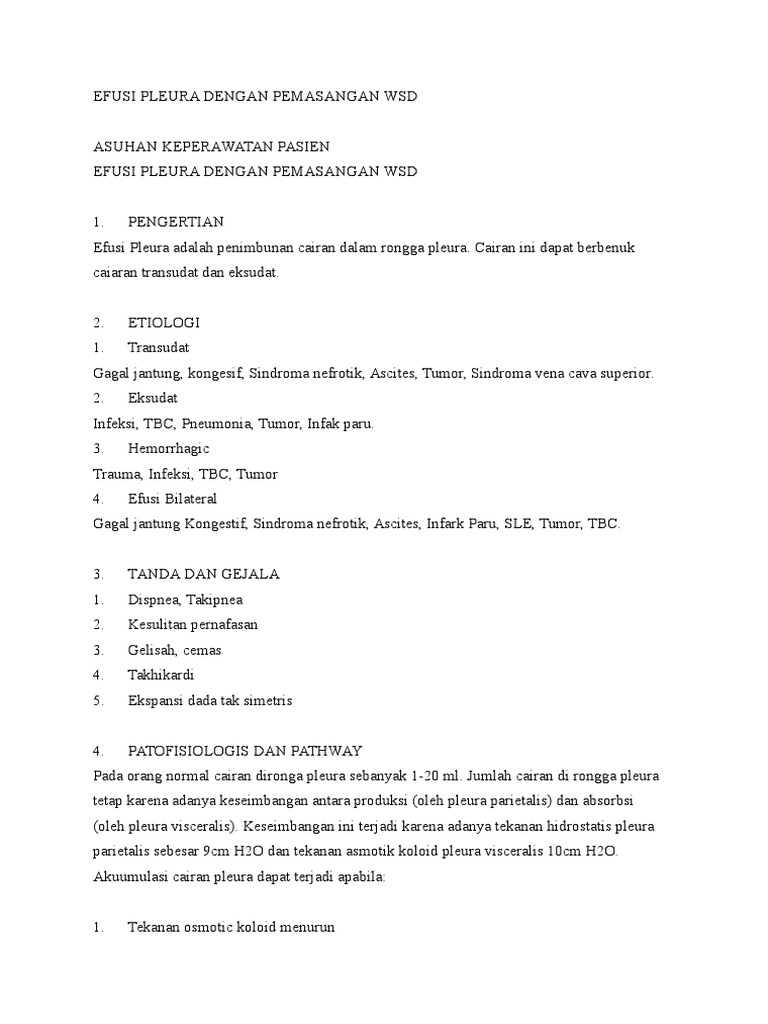 Efusi Pleura Dengan Pemasangan WSD | PDF Efusi Pleura Dengan Pemasangan WSD | PDF