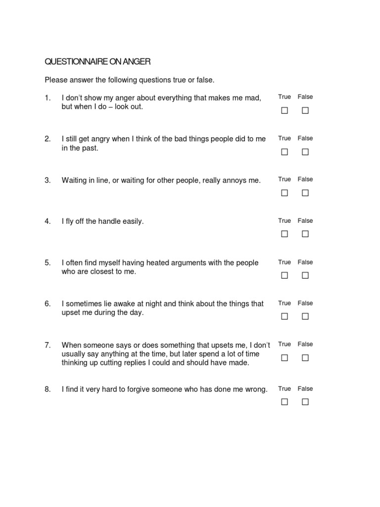 Anger Self-Assessment Questionnaire | PDF | Anger