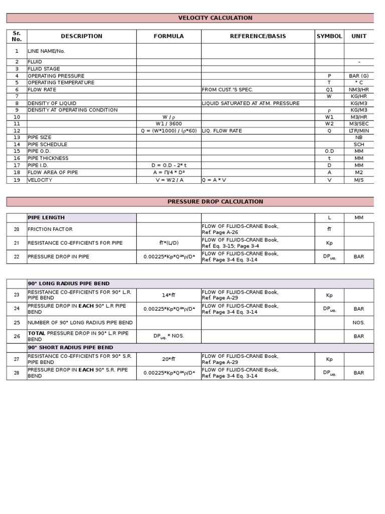 Pressure Drop Calc - STD | PDF