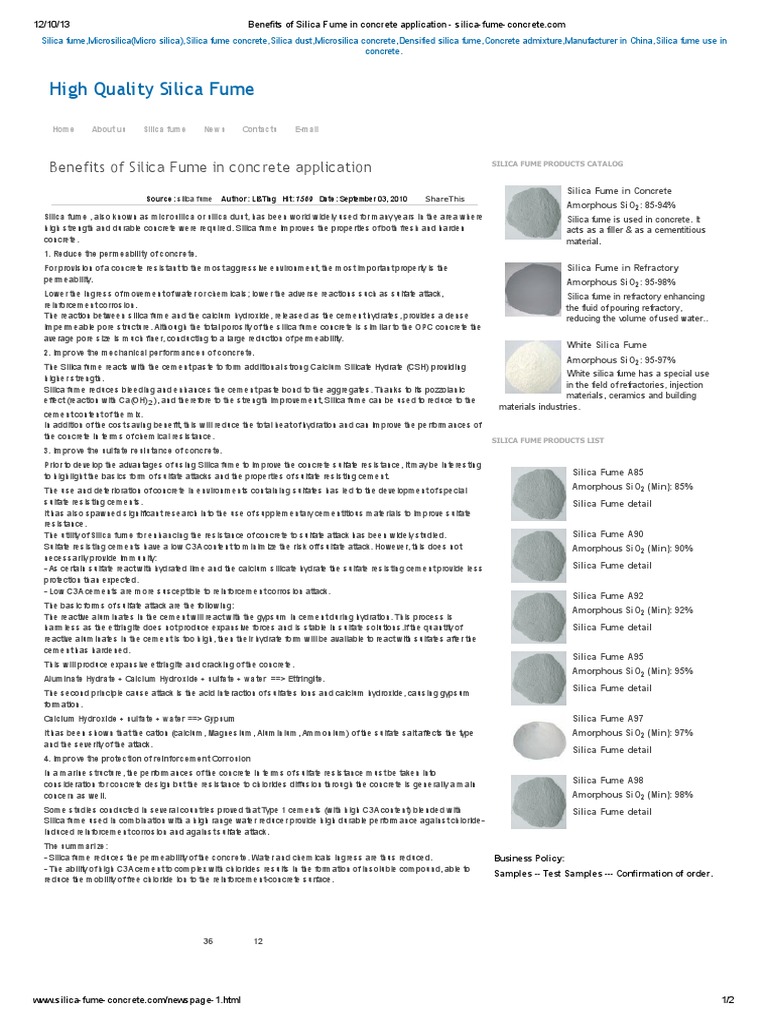 Benefits of Silica Fume in Concrete Application - Silica-Fume-Concrete ...