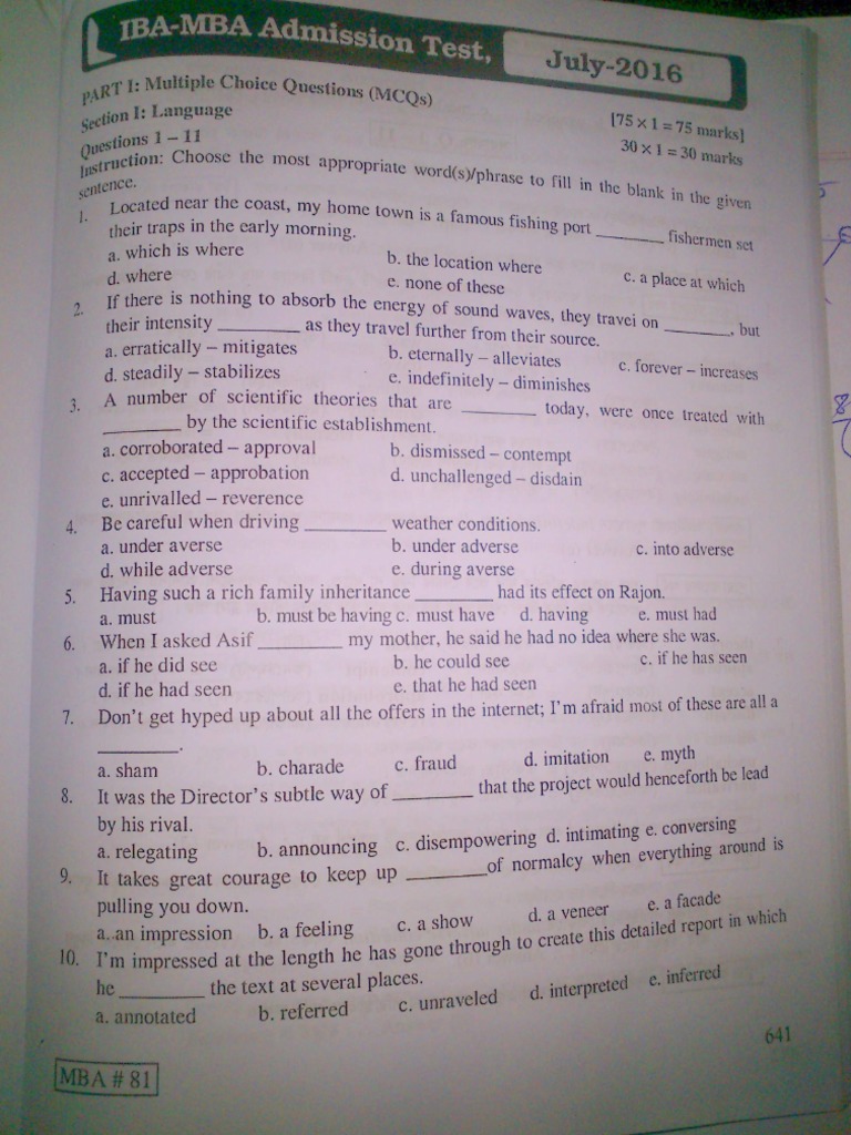 56th IBA MBA Questions + Solution | PDF