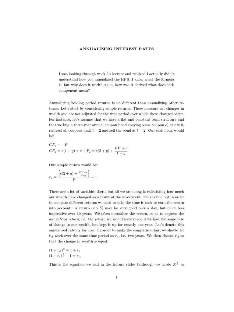 Annualizing Interest Rates For Use | PDF