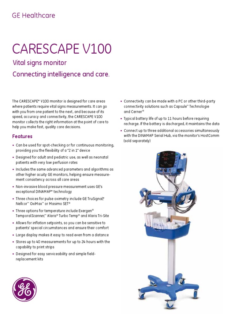 Carescape v100 Brochure | PDF | General Electric | Health Sciences