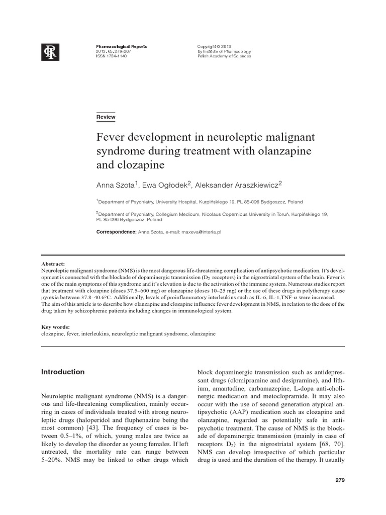 Fever Development in Neuroleptic Malignant Syndrome During Treatment ...
