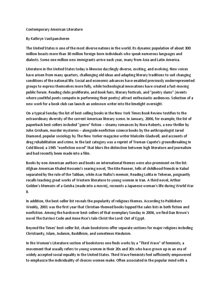 Contemporary American Literature PDF | PDF | Novels | Southern United ...