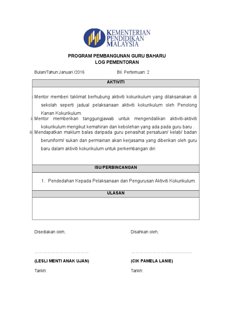 Log Pementoran PPGB - Docx 2 | PDF