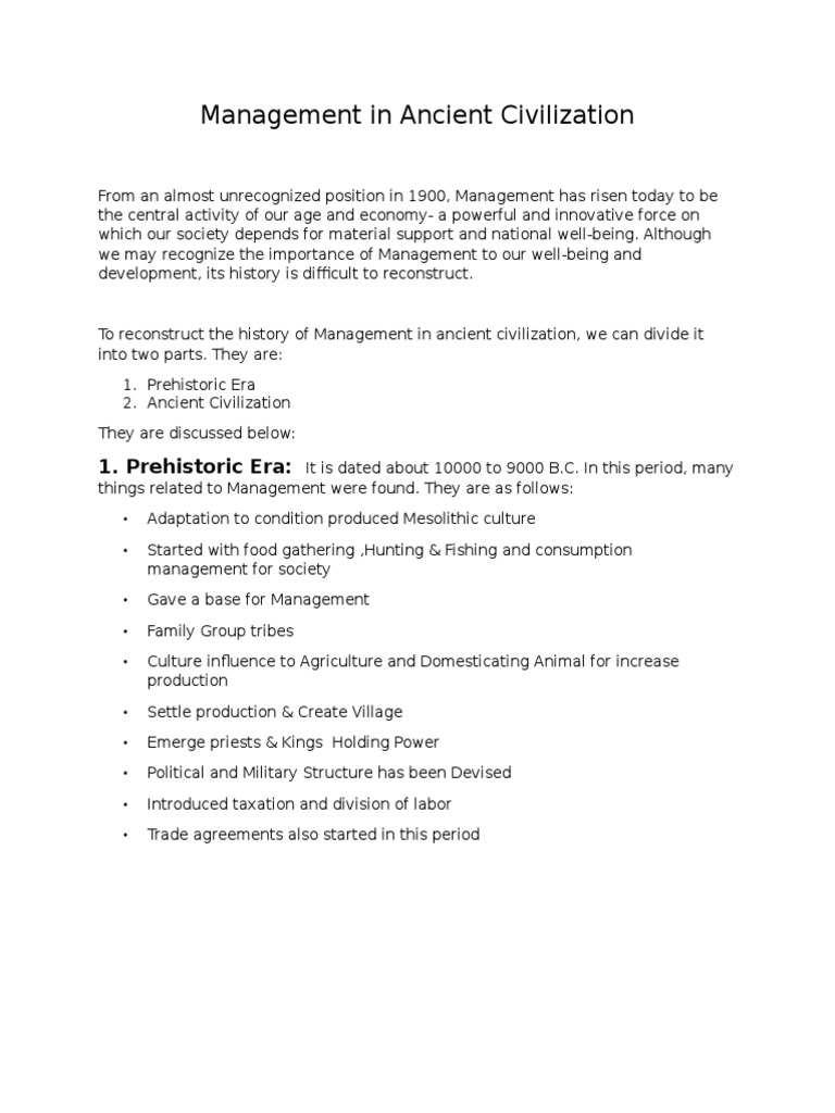 Management in Ancient Civilization | PDF | Sumer | Civilization