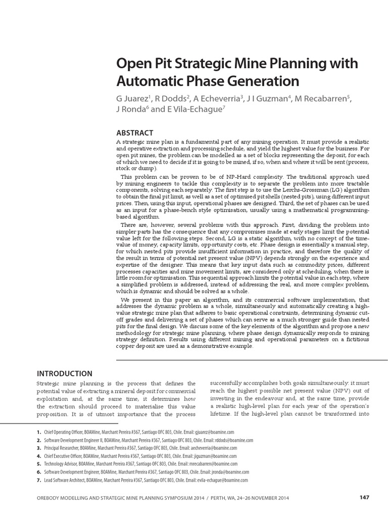Open Pit Strategic Mine Planning With Automatic Phase Generation | PDF | Mathematical ...