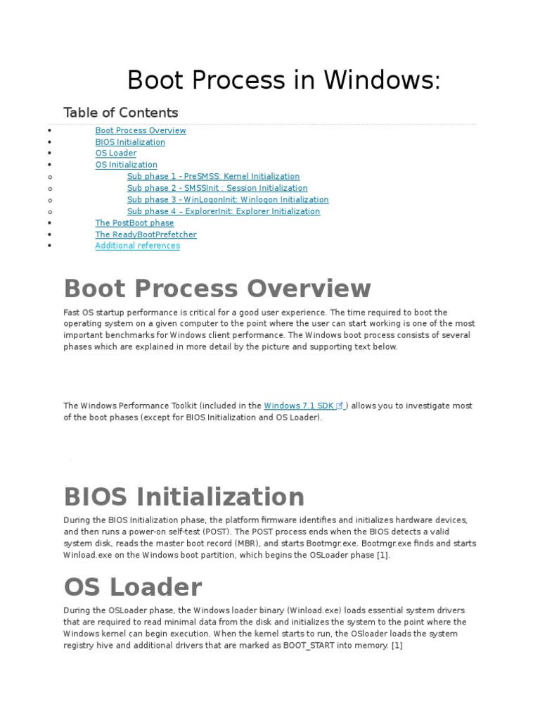 Boot Process in Windows | PDF | Booting | Bios