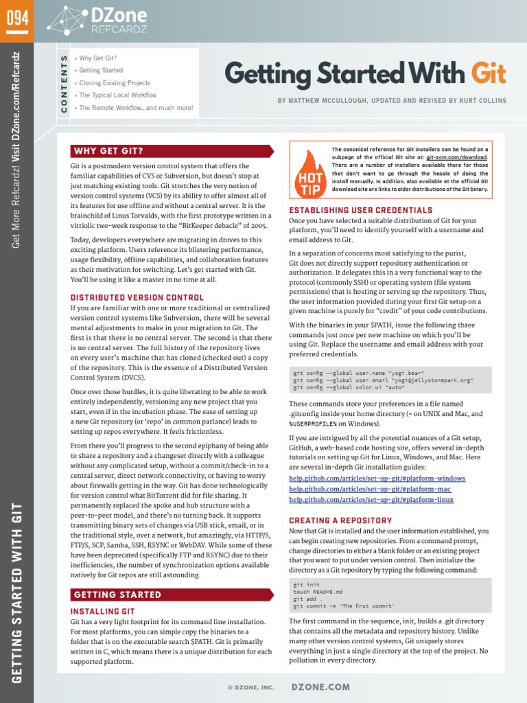 Dzone RC Getting Started With Git PDF | PDF | Version Control | File Transfer Protocol