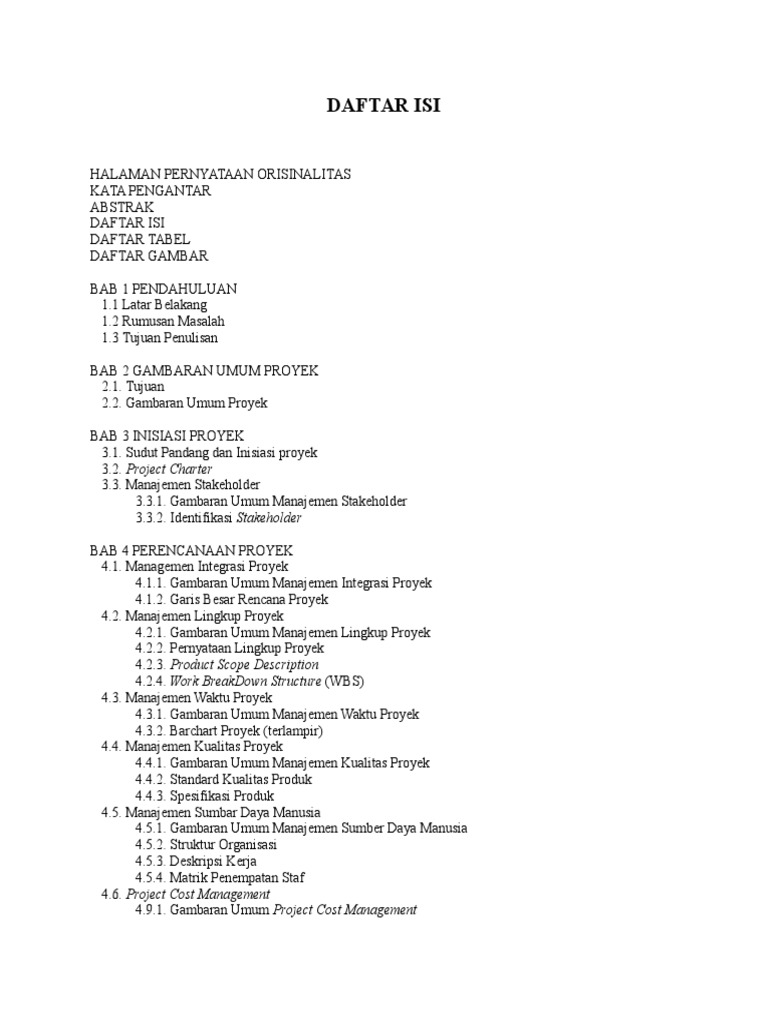 Contoh Daftar Isi Tugas Besar | PDF