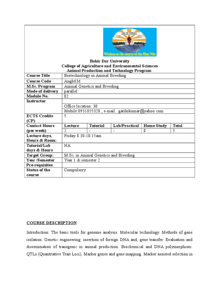 Biotechnology Course Guide | PDF | Self-Improvement