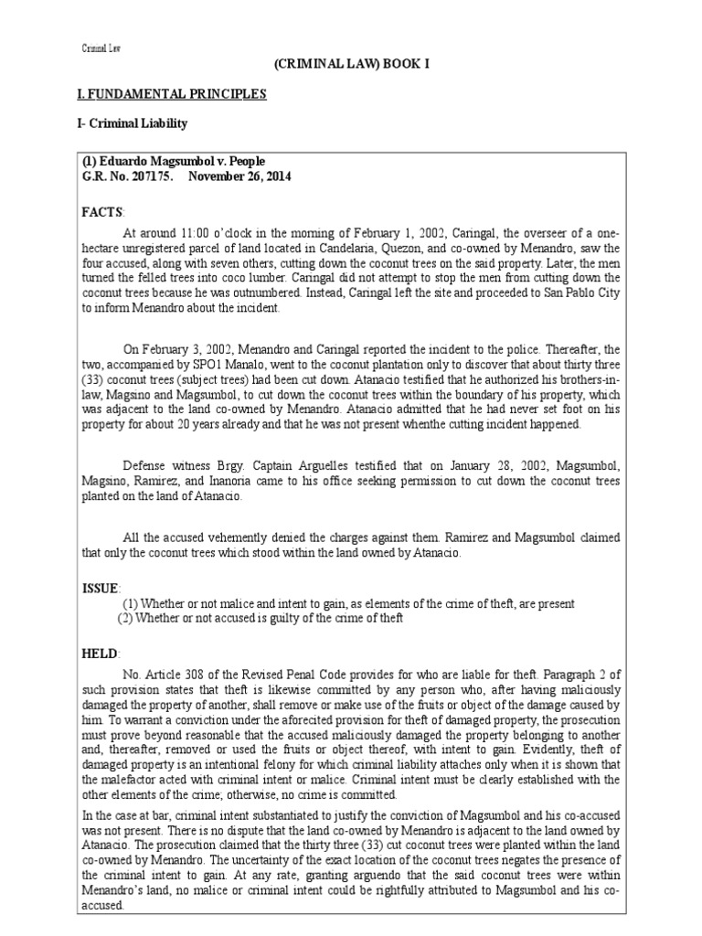 Criminal Law Book I: Fundamental Principles and Cases on Criminal ...