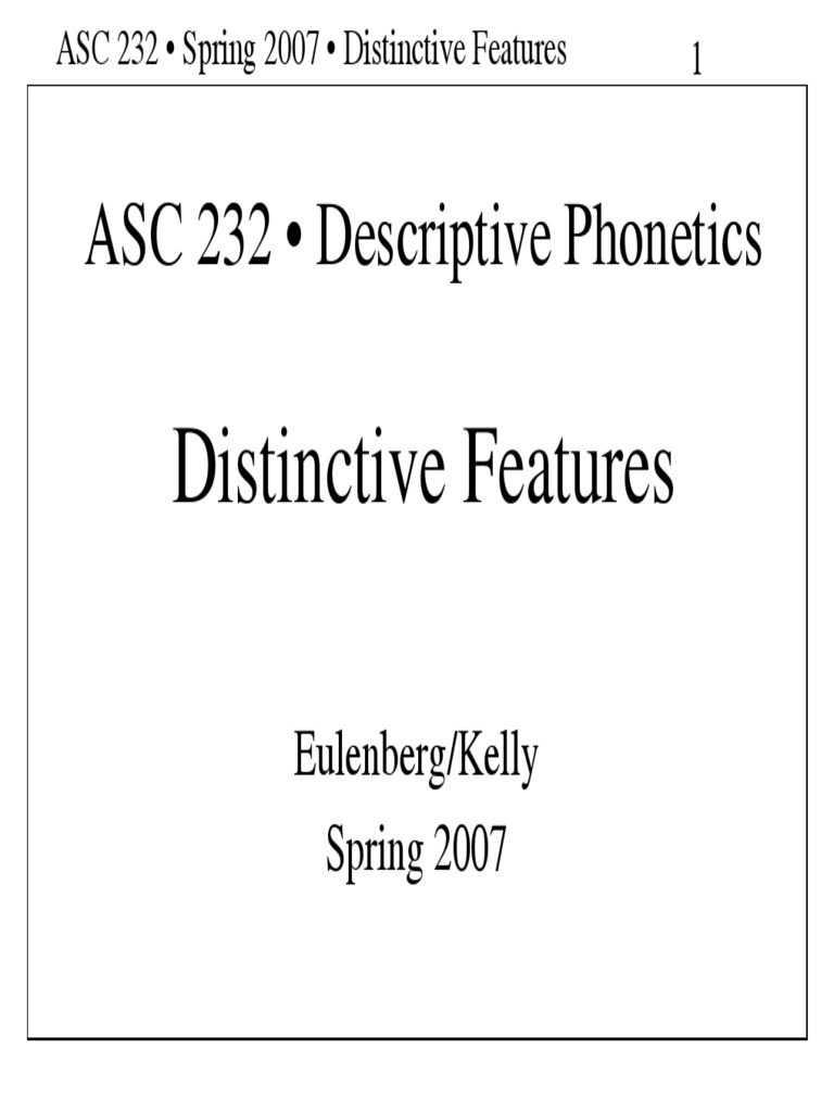Distinctive Features in Phonology | PDF | Consonant | Phoneme