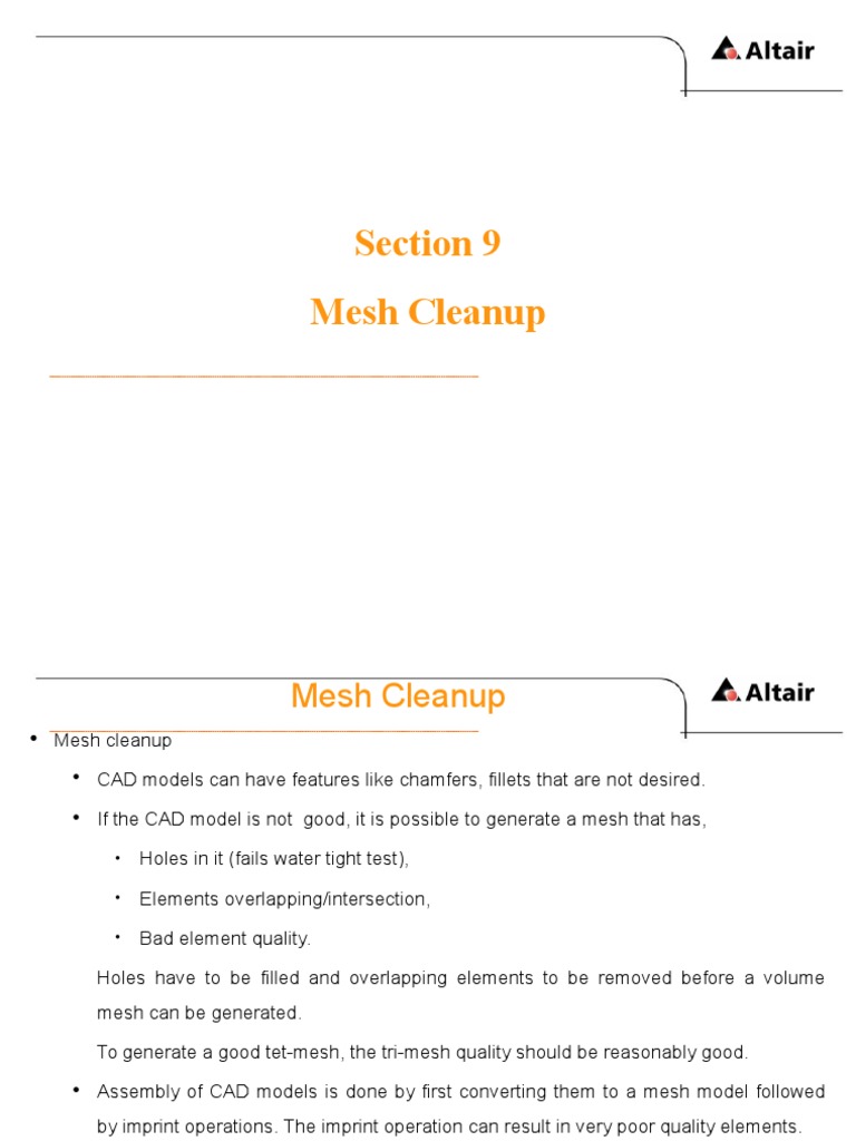 Simlab Section 9 - Mesh Cleanup | PDF | Computer Aided Design | Areas Of Computer Science