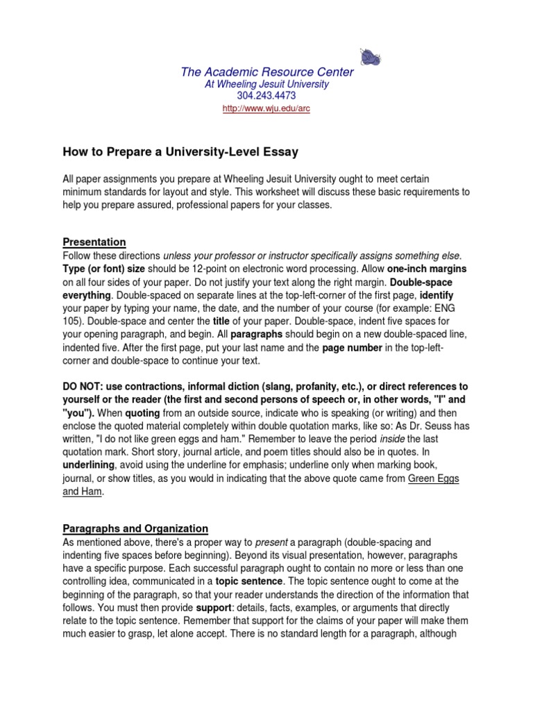 How to Prepare a University-Level Essay | PDF | Sentence (Linguistics ...