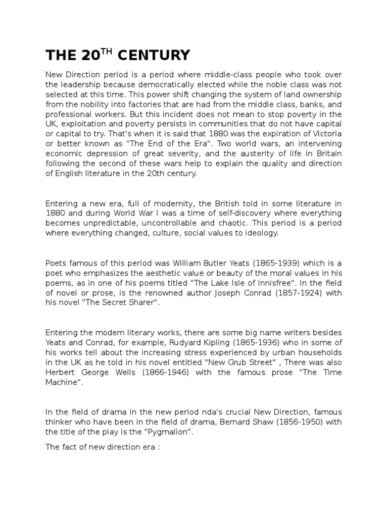 20TH CENTURY LITERATURE | PDF | W. B. Yeats | T. S. Eliot