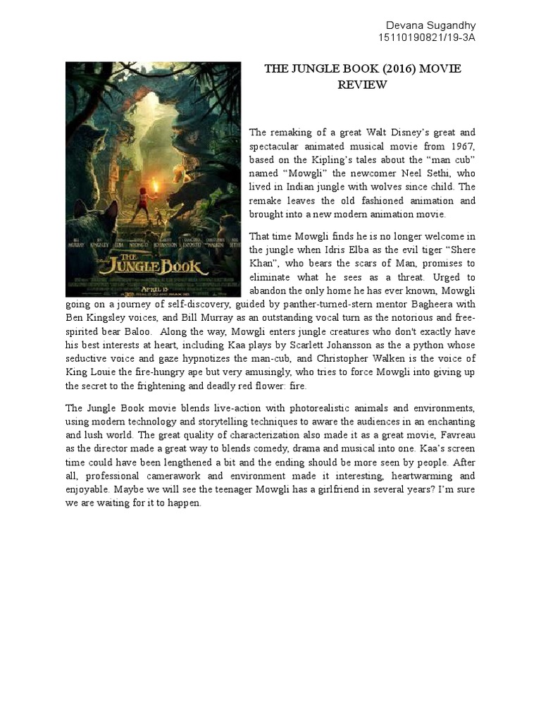 The Jungle Book (2016) Movie Review | PDF
