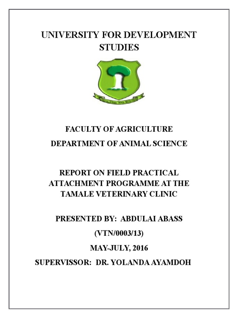 University For Development Studies: Faculty of Agriculture Department ...