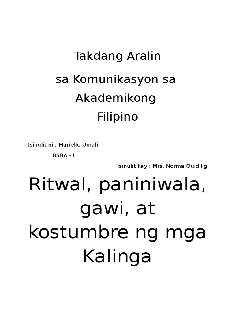 Takdang Aralin Sa Komunikasyon Sa Akademikong Filipino | PDF