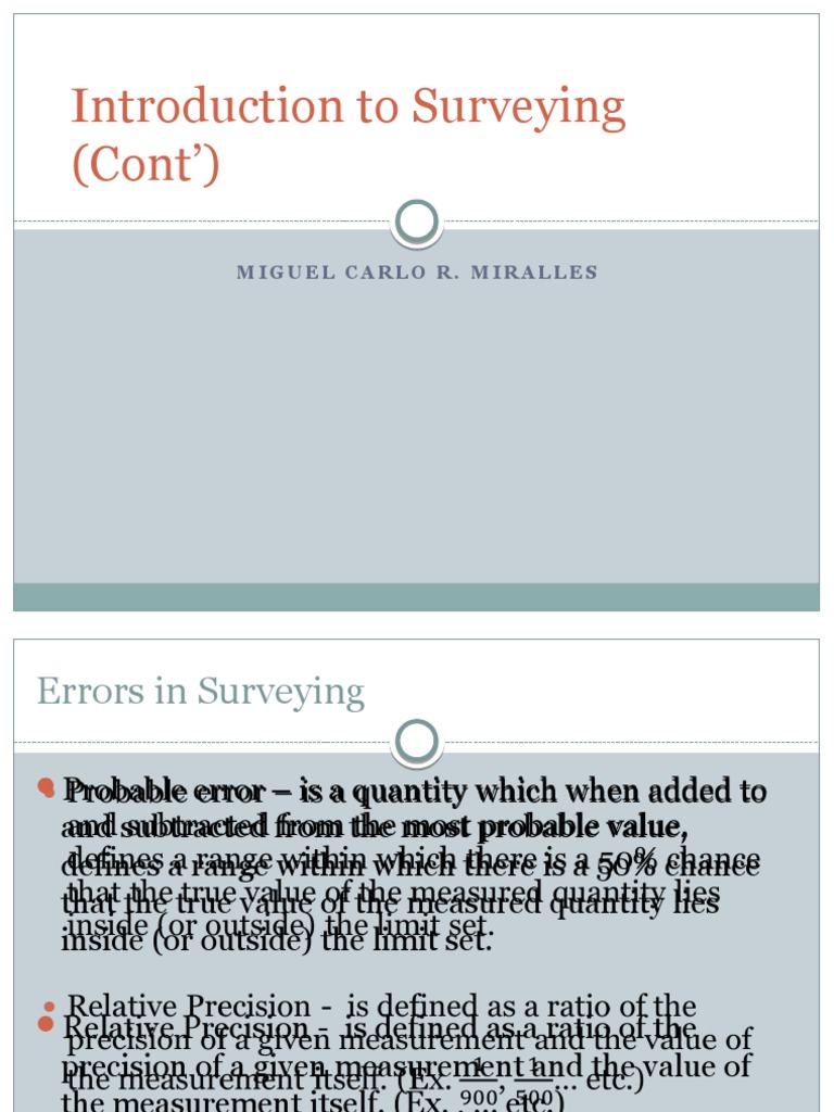 Introduction To Surveying P2 | PDF | Surveying | Errors And Residuals