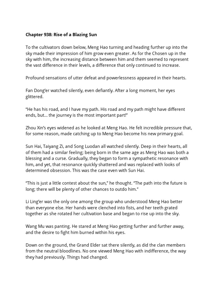 Chapter 938: Rise of A Blazing Sun | PDF | Sun | Sky