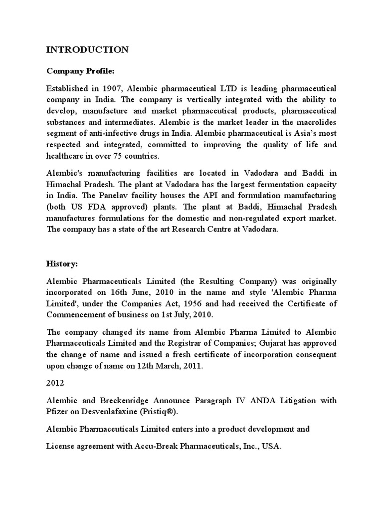 Company Profile | PDF | Pharmaceutical Sciences | Drugs