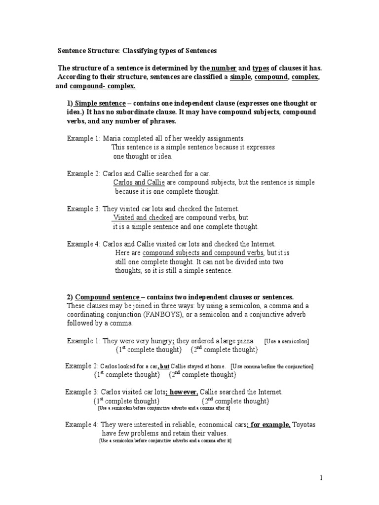 Classifying Types of Sentences | PDF | Adverb | Clause