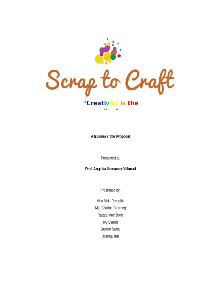 Business Plan (Scrap To Craft) | PDF | Recycling | Waste