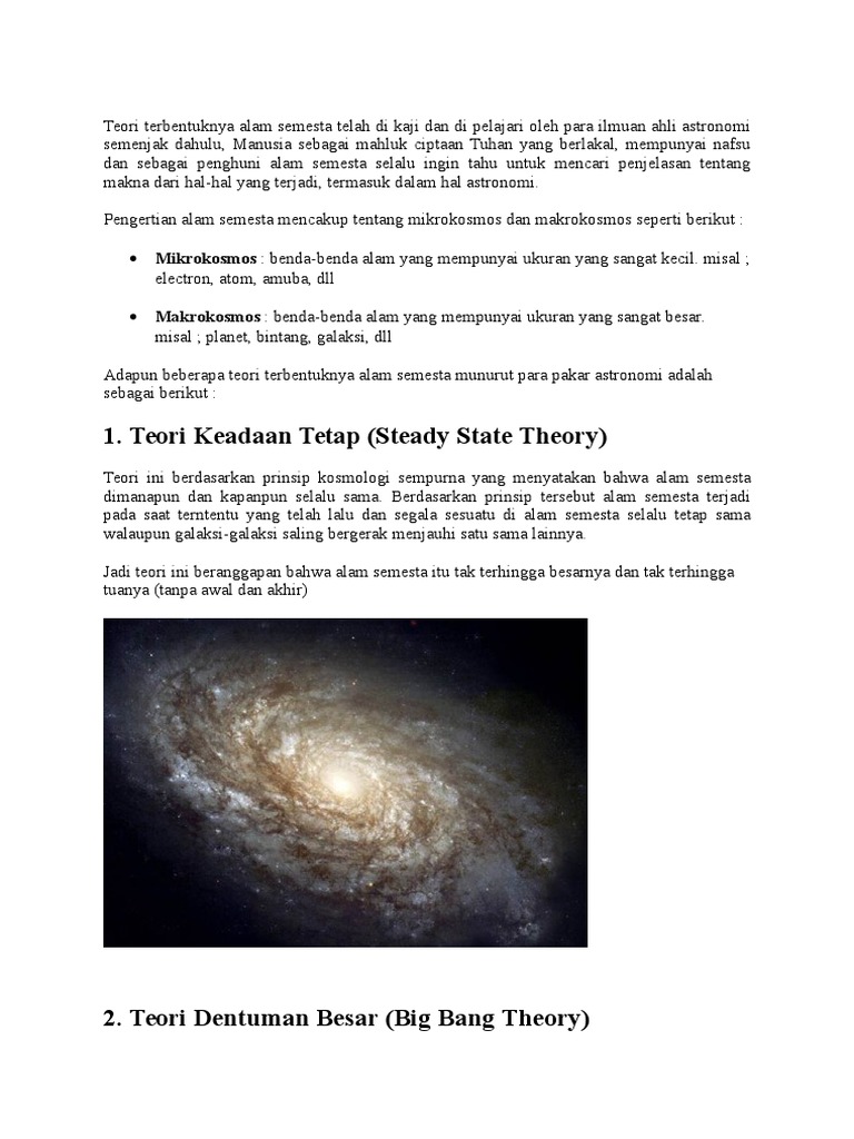 Teori Terbentuknya Alam Semesta Telah Di Kaji Dan Di Pelajari Oleh para ...