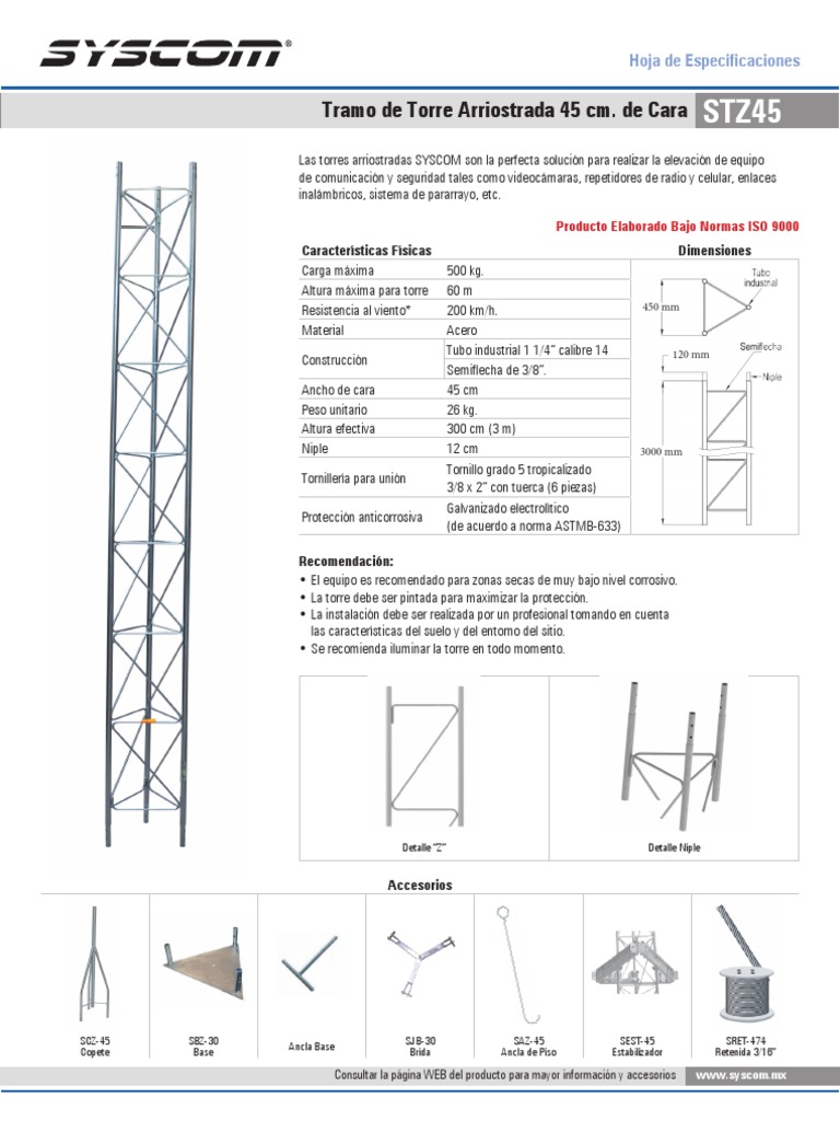 Ficha Técnica Torre Arriostrada | PDF