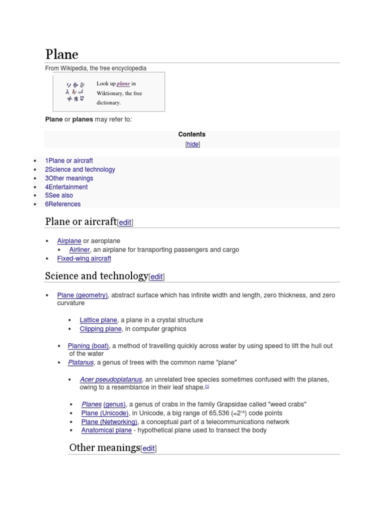 Plane or Aircraft | PDF