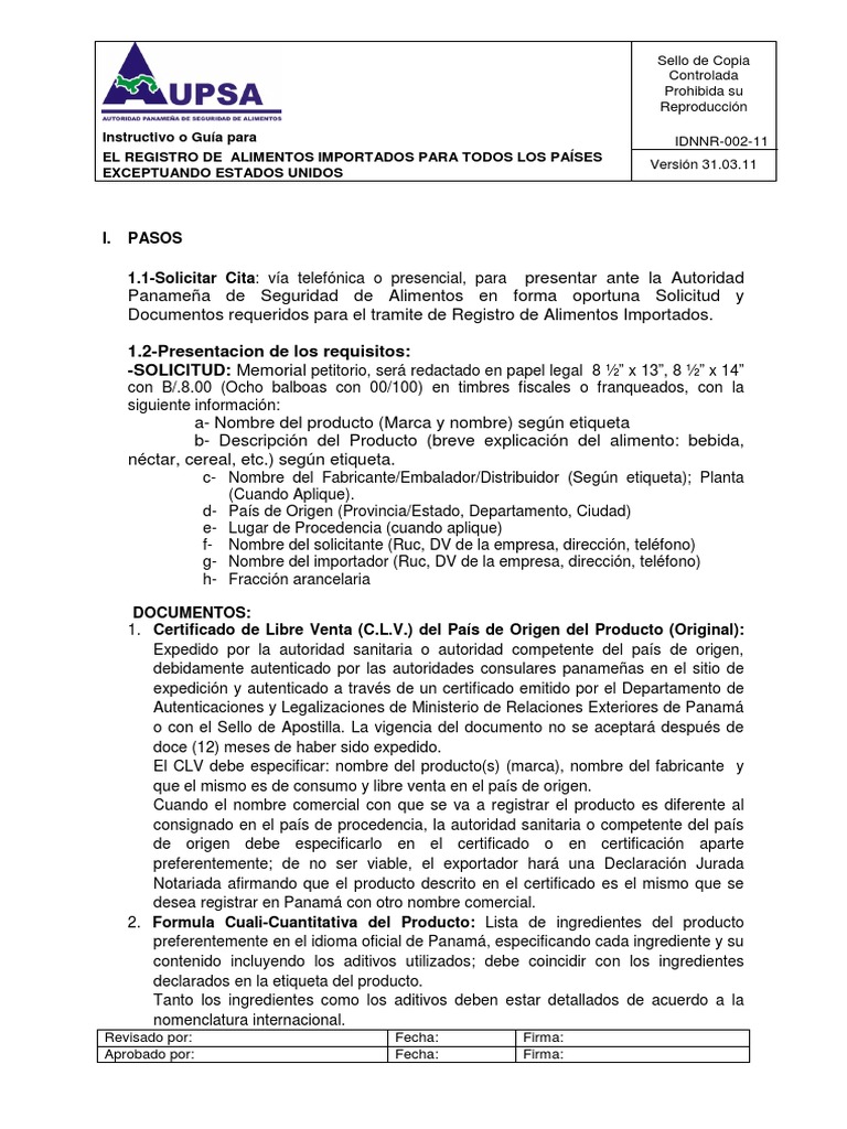 AUPSA | PDF | Producto (Negocio) | Panamá