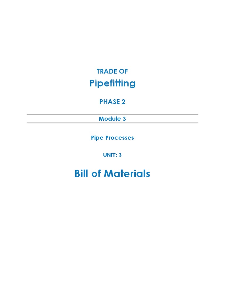 M3 U3 Bill of Materials | PDF | Pipe (Fluid Conveyance) | Economic Sectors