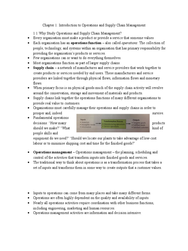 Introduction To Operations and Supply Chain Management Chapter 1 | PDF ...