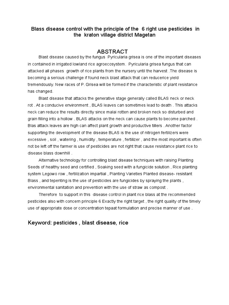 Blass Disease Control With The Principle of The 6 Right Use Pesticides ...