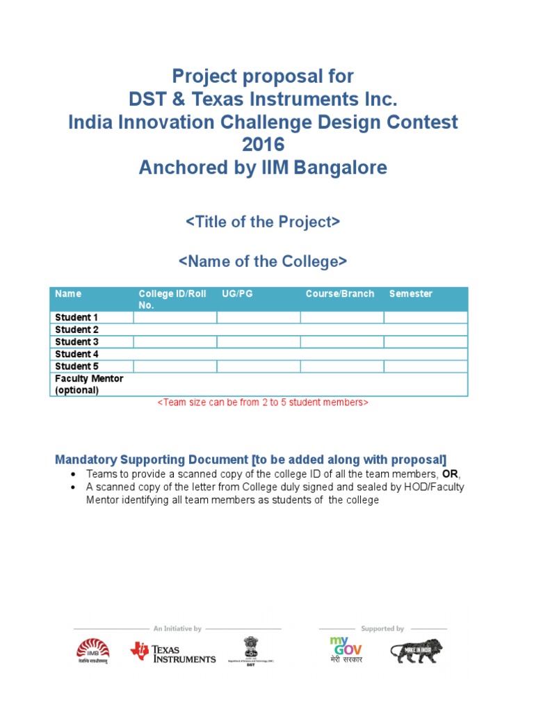Project Proposal For DST & Texas Instruments Inc. India Innovation ...